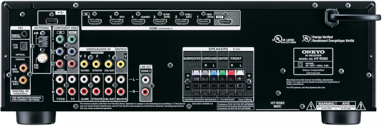 ONKYO HT-R393 5.1-Ch x 65 Watts A/V Receiver | Accessories4less
