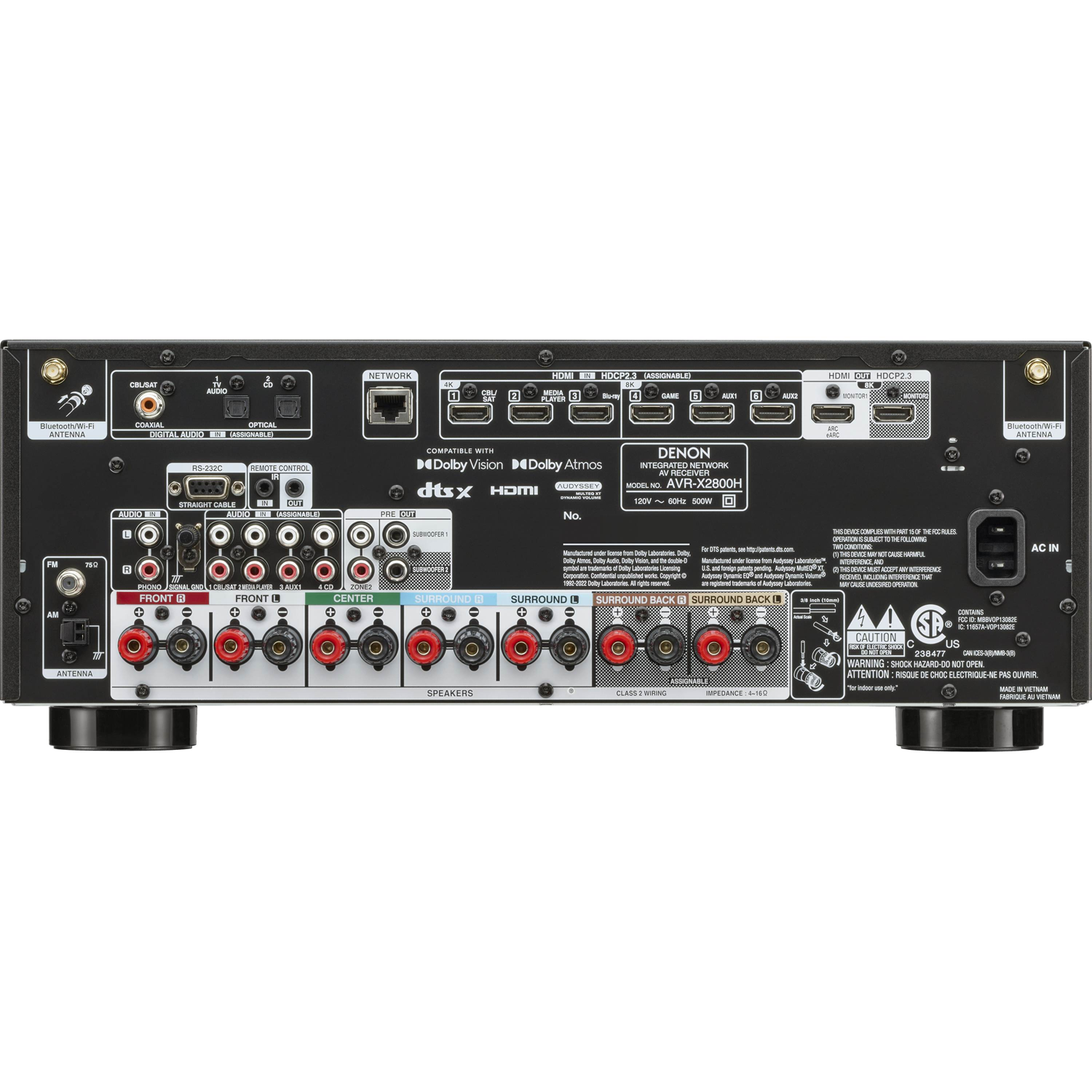 DENON AVR-X2800H 7.2-Ch x 95 Watts 8K A/V Receiver w/HEOS ...