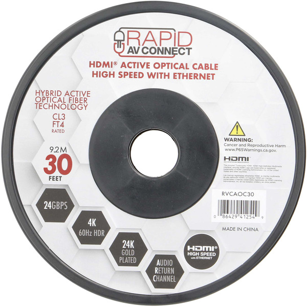 ETHEREAL Active Fiber Optic 30ft HDMI cable 24Gbps, eARC, HDR, 4k/60hz ...