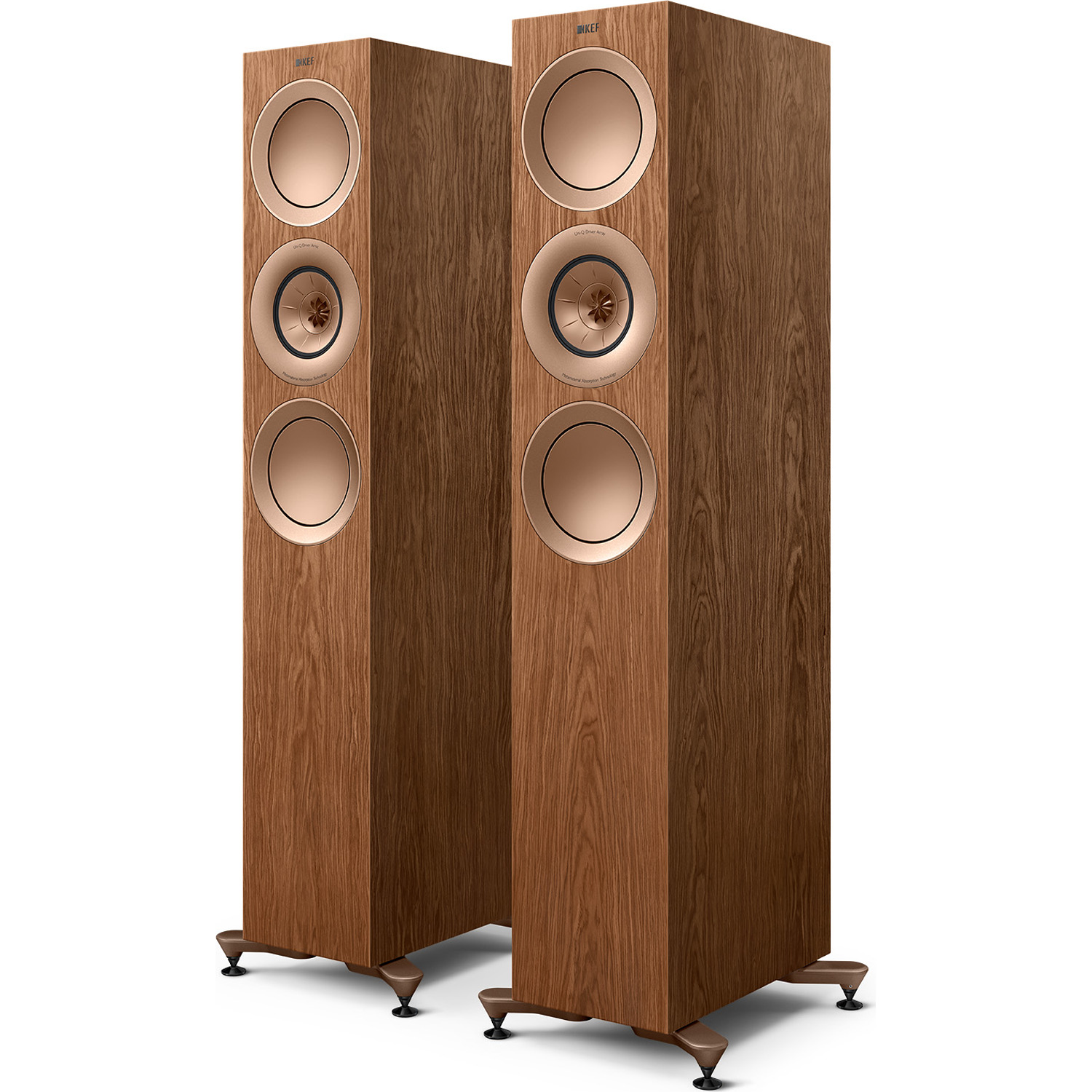KEF R7 META PAIR 6.5" 3-Way Floor-Standing Speakers Walnut | Accessories4less